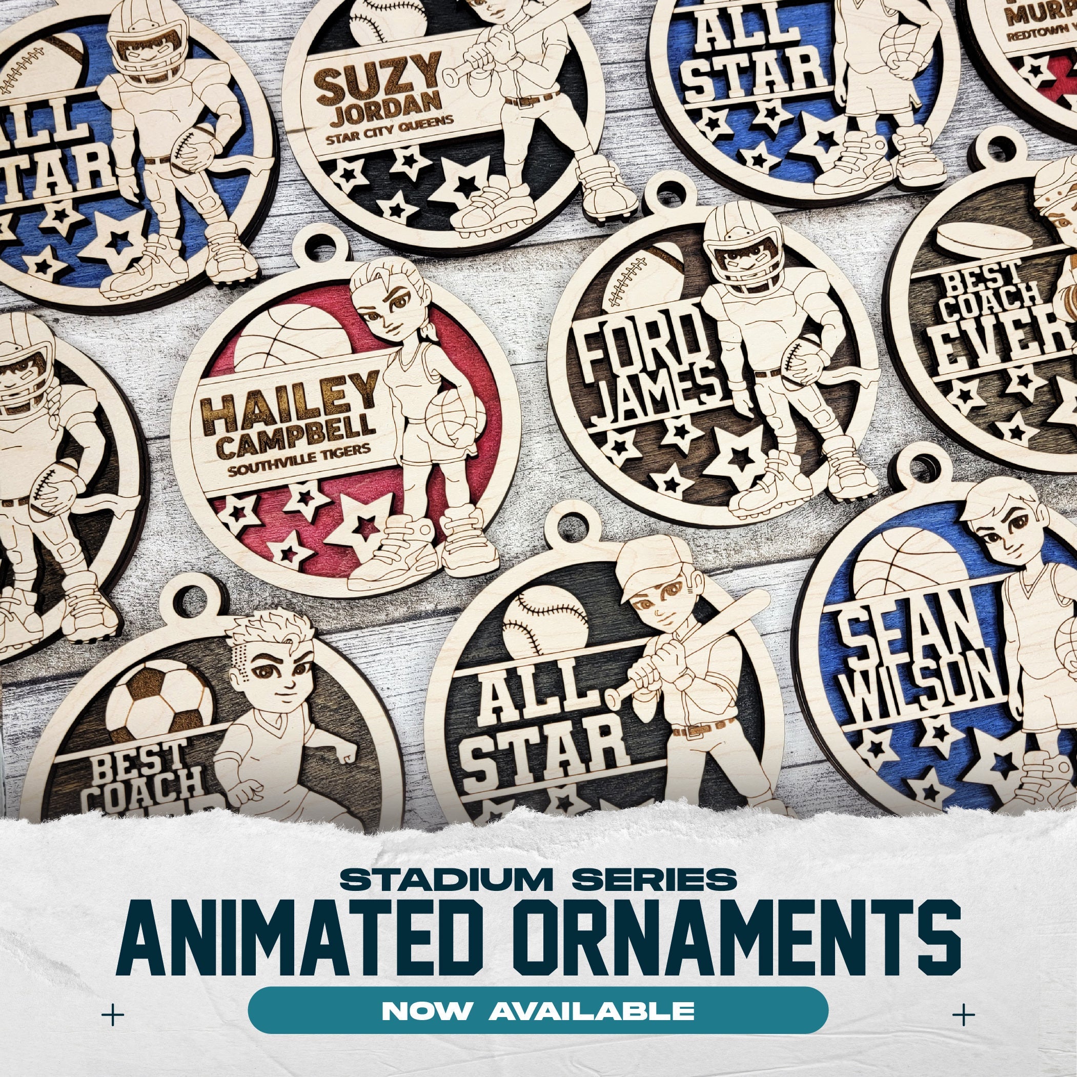 Animated Sports Ornaments Bundle – 2 Dudes Designs