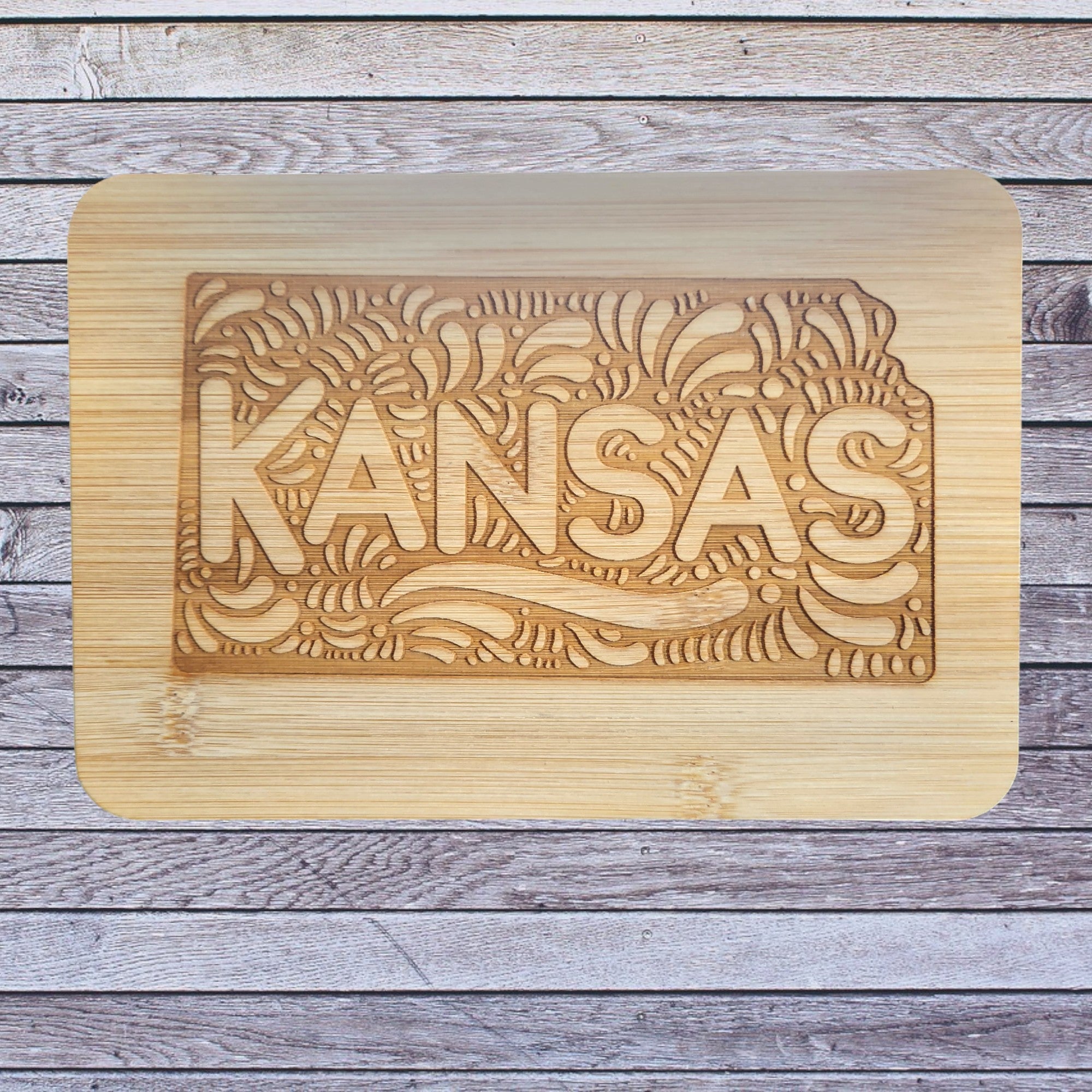 State of Kansas Bamboo Board – 2 Dudes Designs