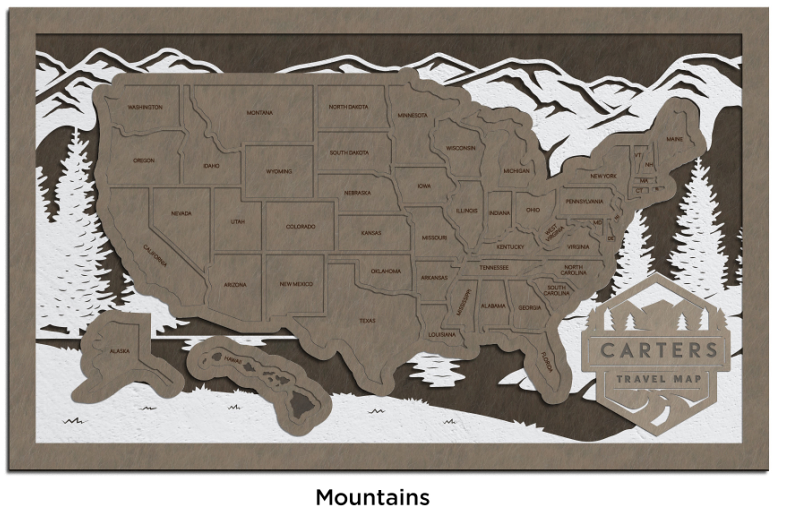Mountains Travel Tracking Map – 2 Dudes Designs