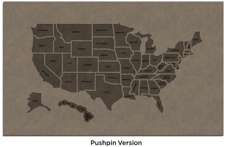 Push Pin Version Travel Tracking Map – 2 Dudes Designs